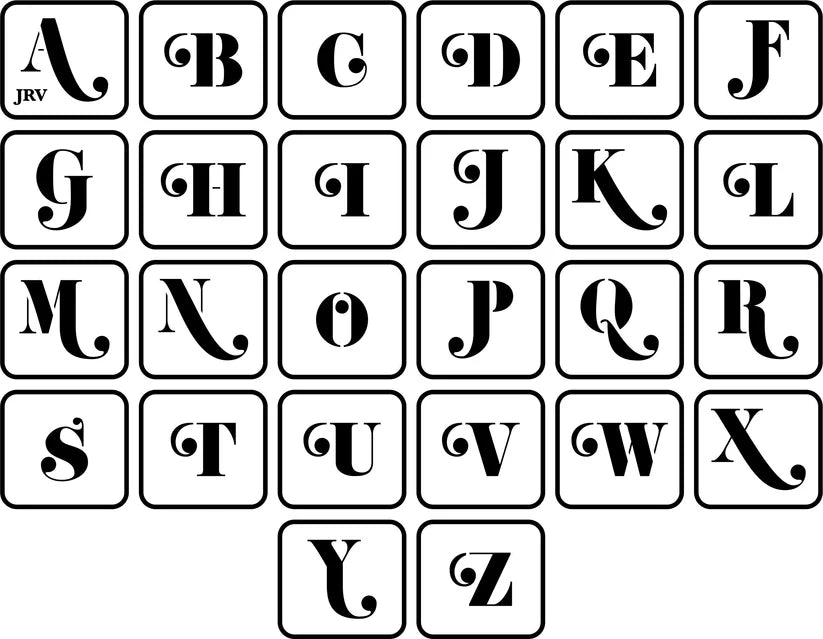 Curly Uppercase Letters | JRV Stencils – A Step Back In Time